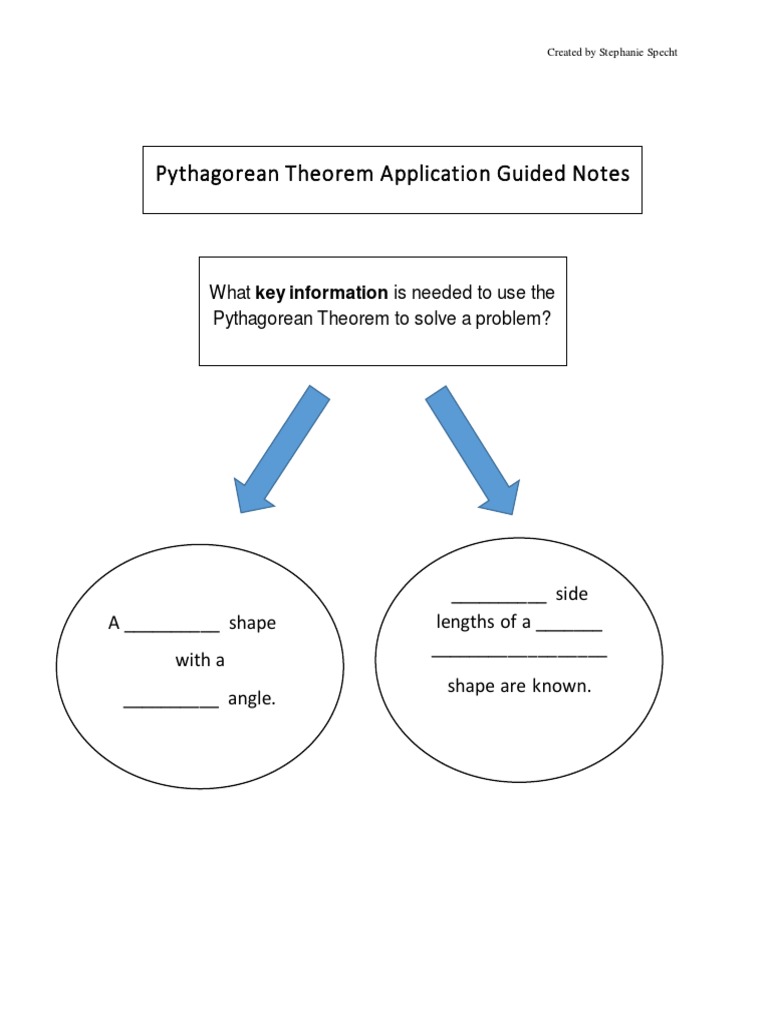 Pythagorean Theorem Application Guided Notes | PDF