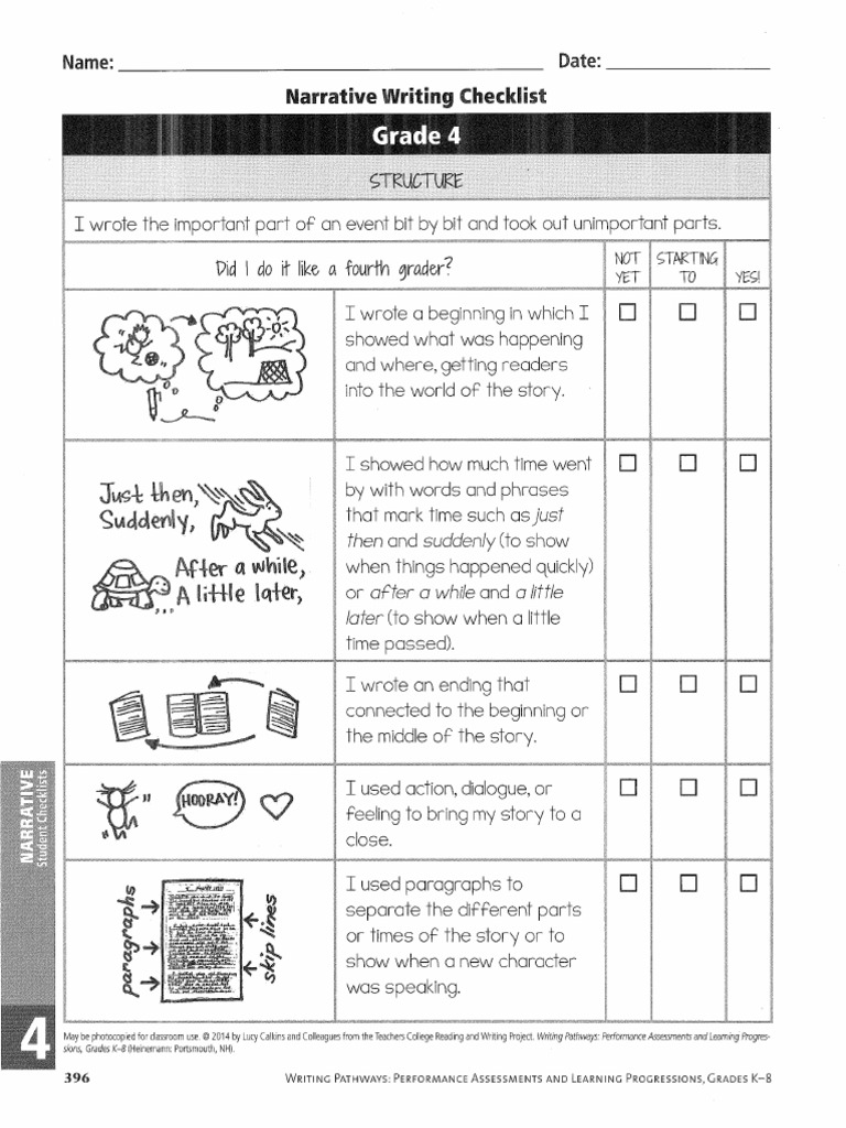 g4 Narrative Writing Checklist | PDF