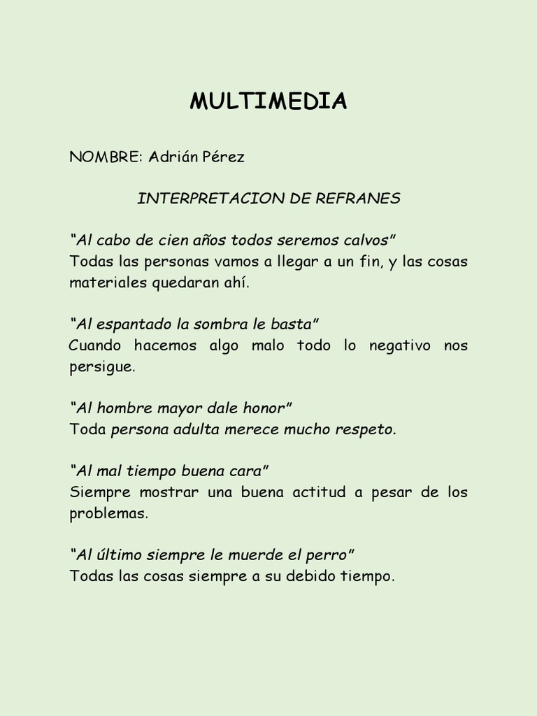 Interpretación de Refranes | PDF | Novela negra, policíaca y suspenso