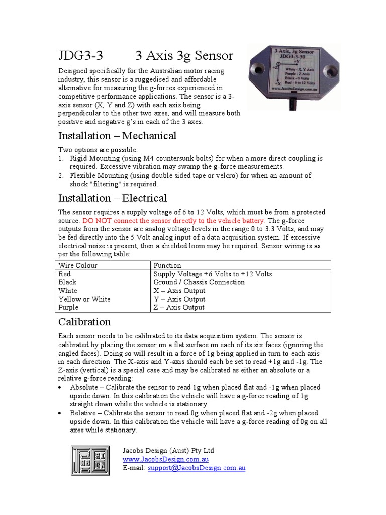 3-Axis G-Force Sensor for Measuring Forces in Motorsports Applications ...