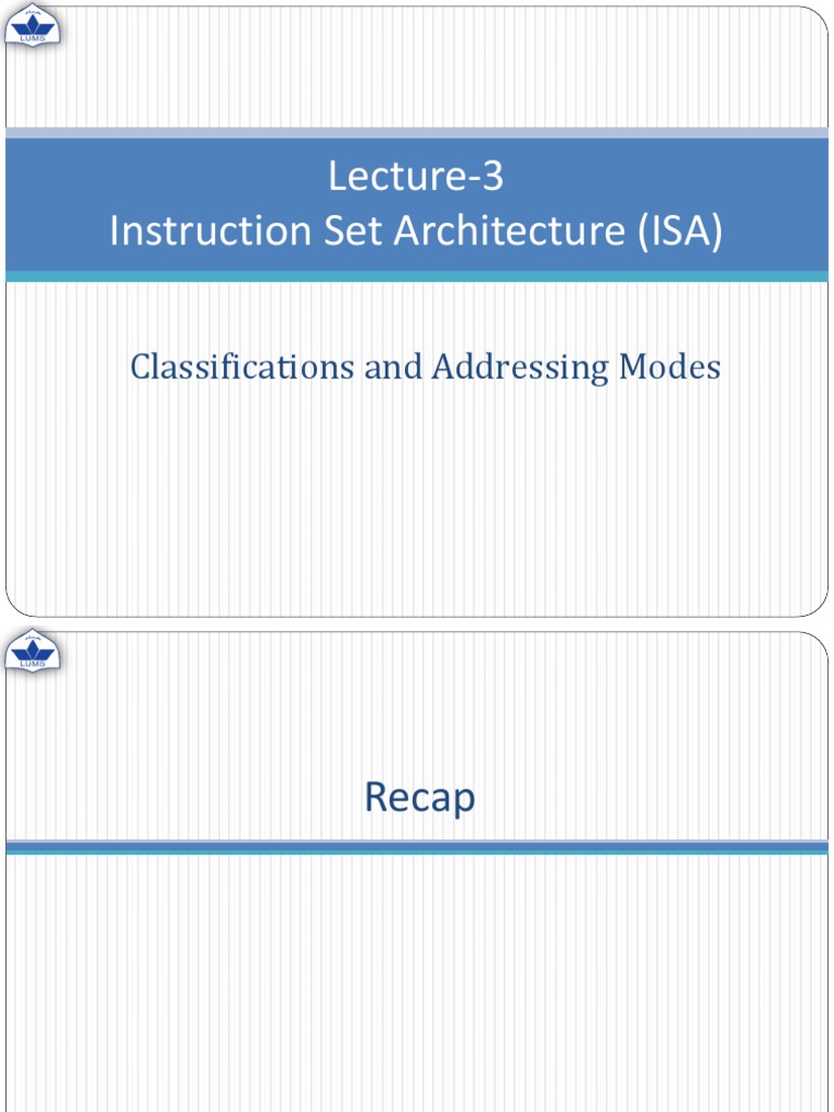 Lect3 ISAReview PDF | PDF | Instruction Set | Central Processing Unit
