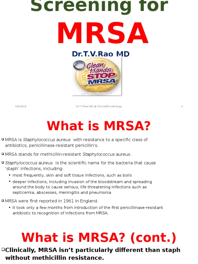MRSA Screening and Detection Methods | PDF | Methicillin Resistant ...