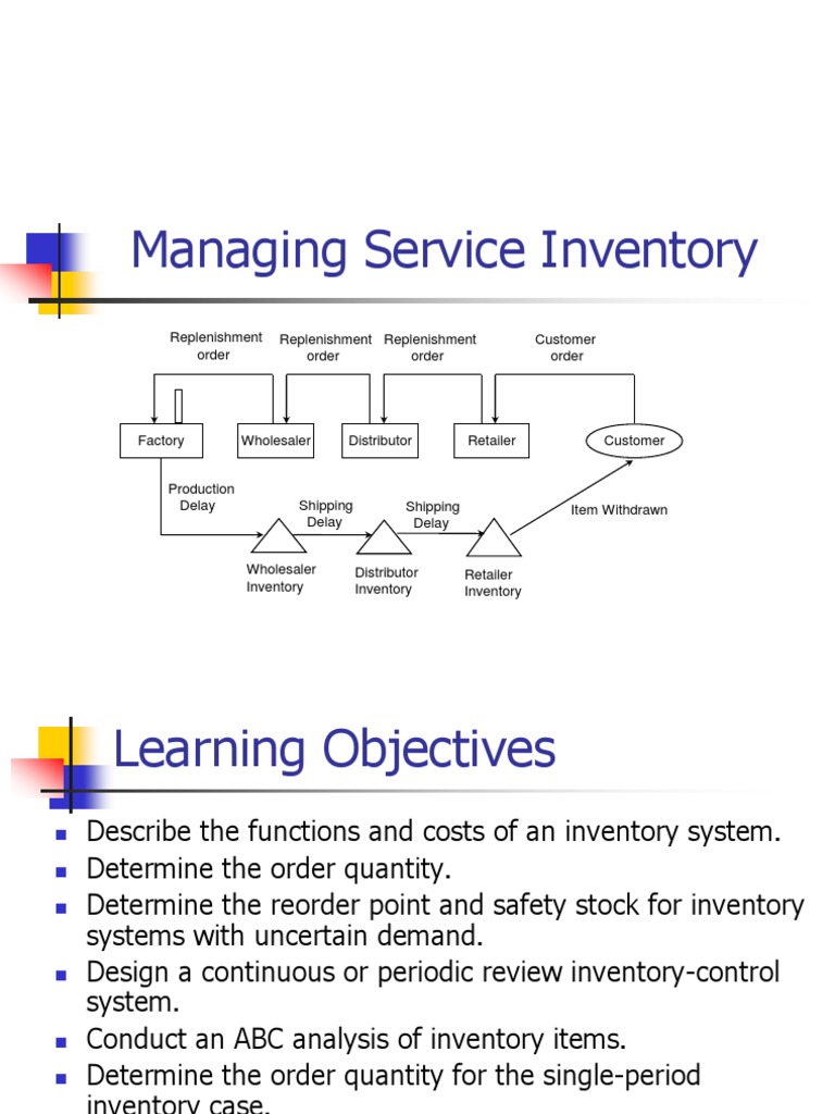 Managing Service Inventory: Replenishment Order Replenishment Order ...