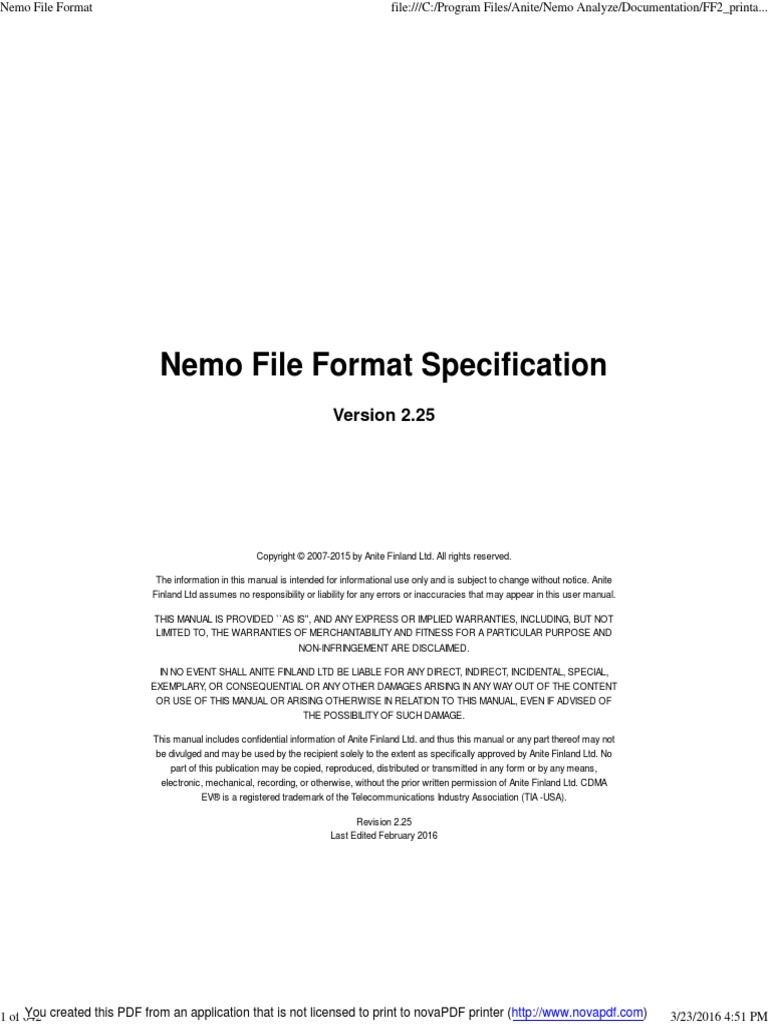 Nemo File Format 2.25 | PDF | Portable Document Format | File Format