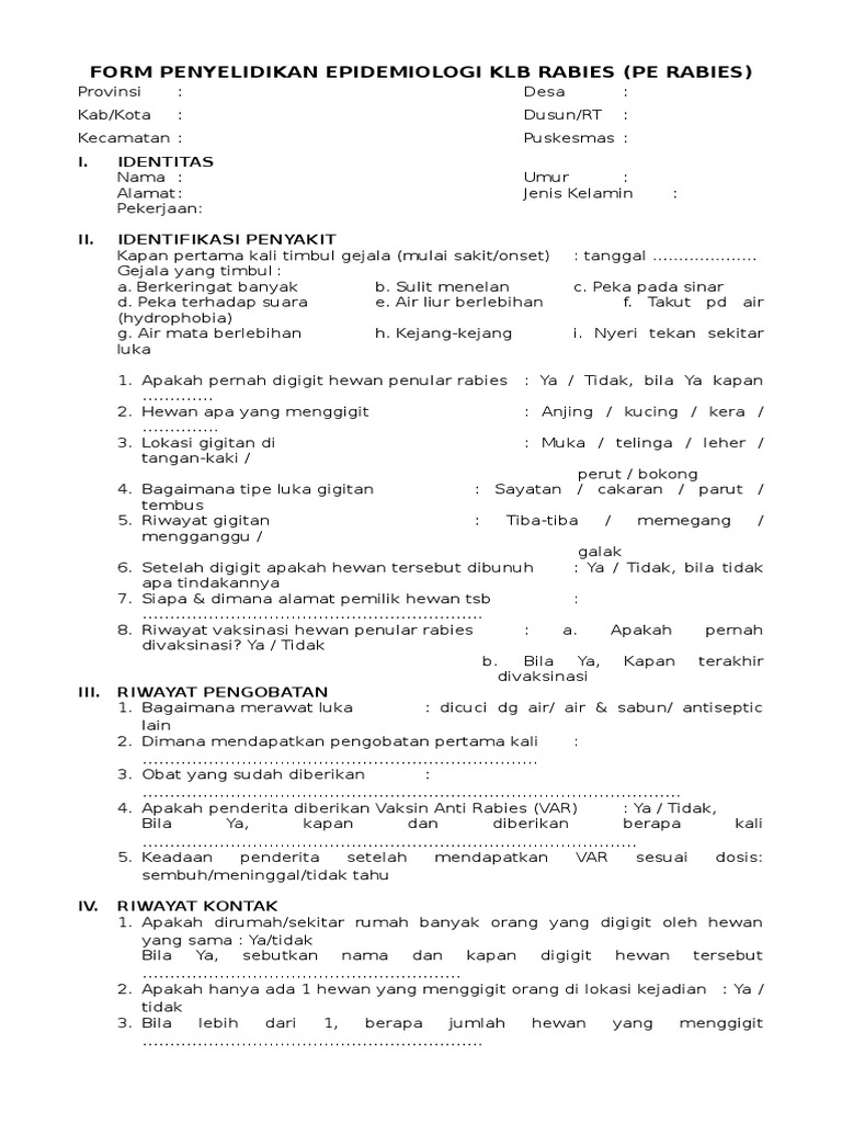 Form Pe Rabies | PDF
