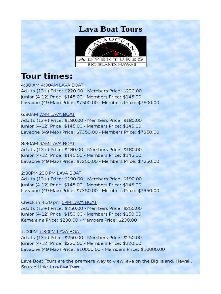 Lava Boat Tours | PDF