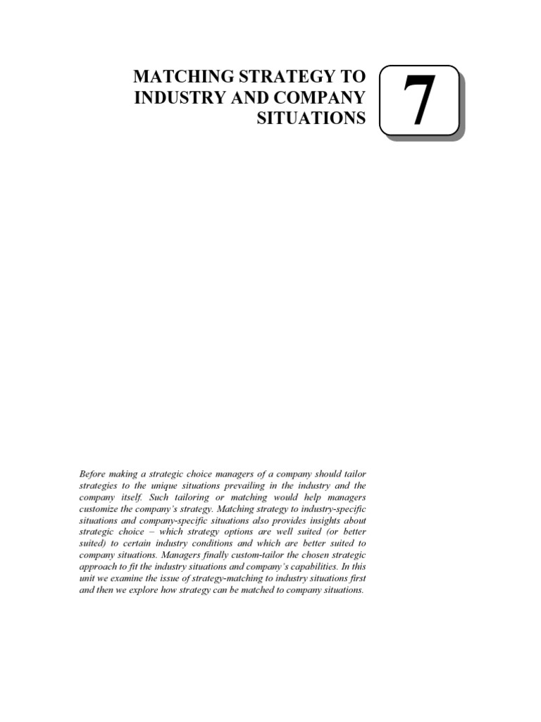 Matching Strategy To Industry and Company Situations | PDF | Strategic ...