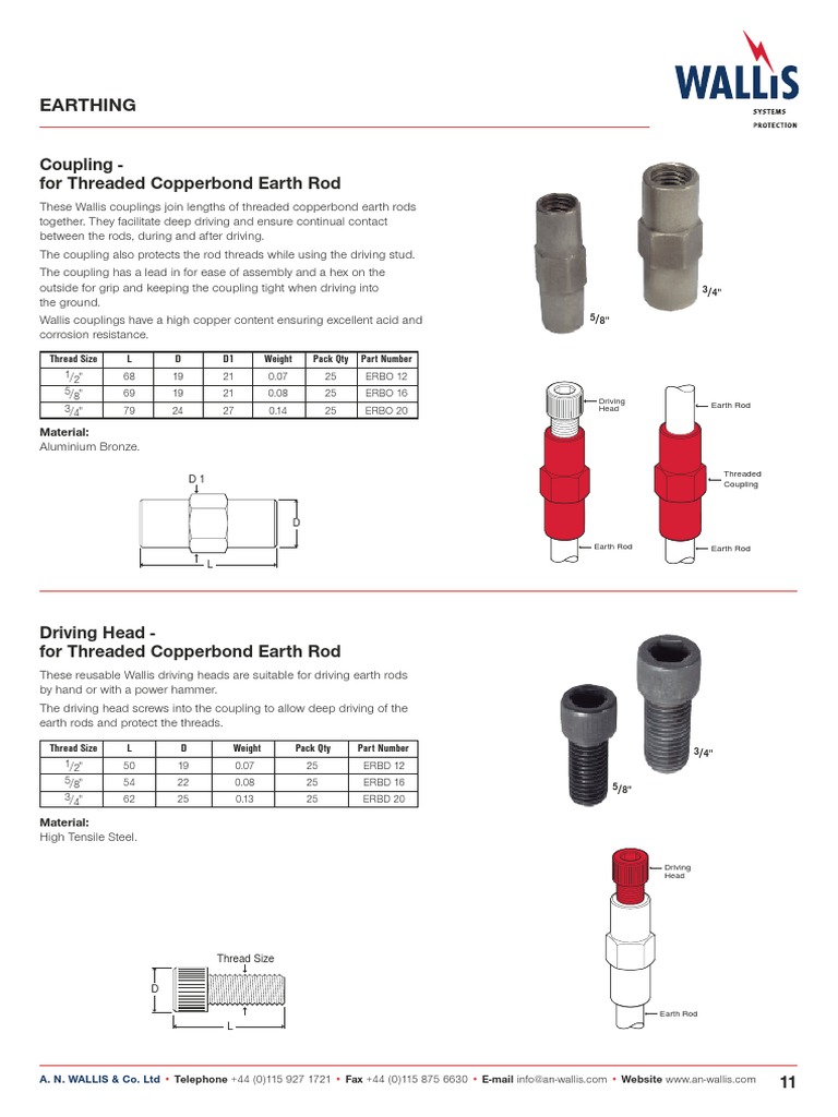 Earthing: Coupling - For Threaded Copperbond Earth Rod | PDF | Screw ...