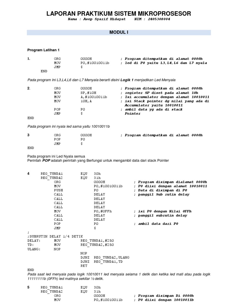 Laporan Praktikum Mikroprosesor | PDF