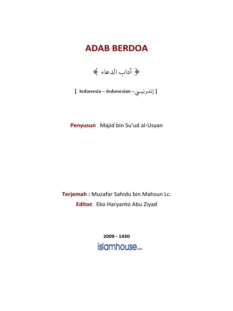 Adab Berdoa PDF | PDF