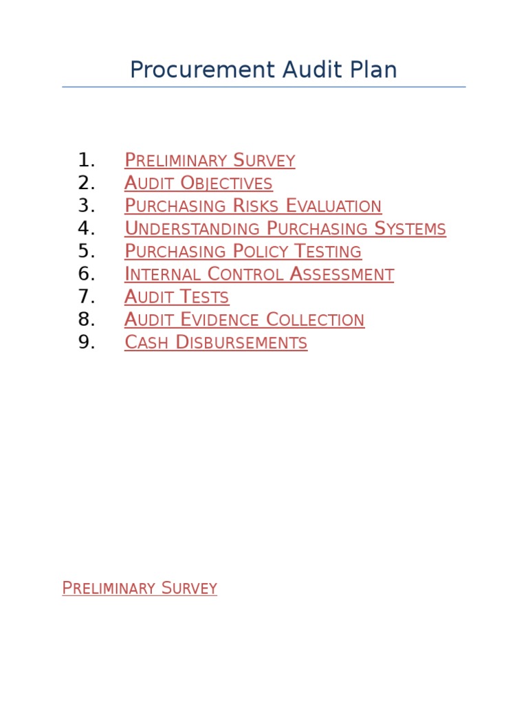 Procurement Audit Plan | PDF | Internal Control | Procurement