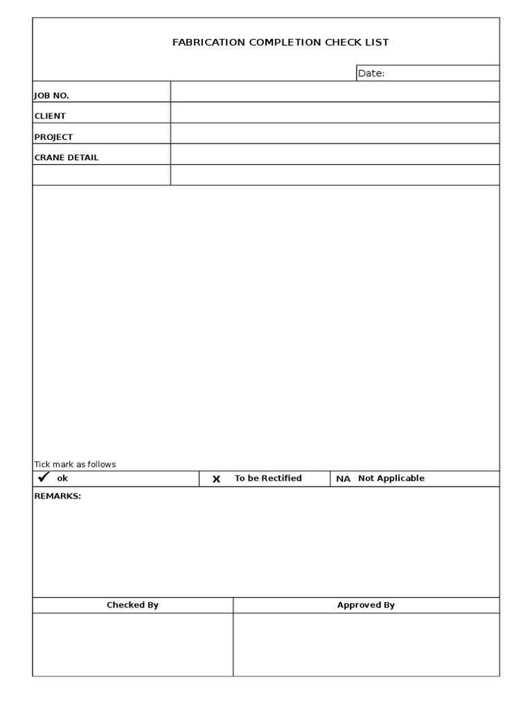 Fab Completion Check List | PDF