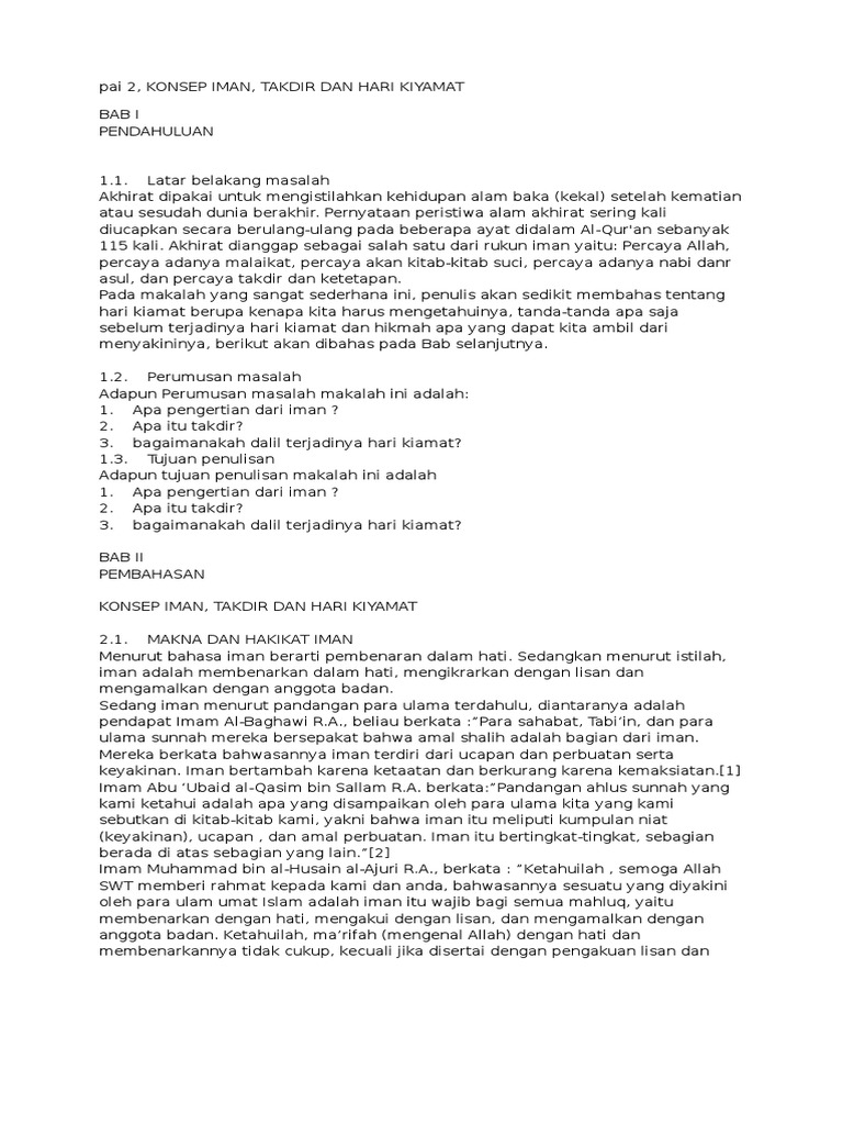 Konsep Iman Takdir N Hari Kiamat | PDF
