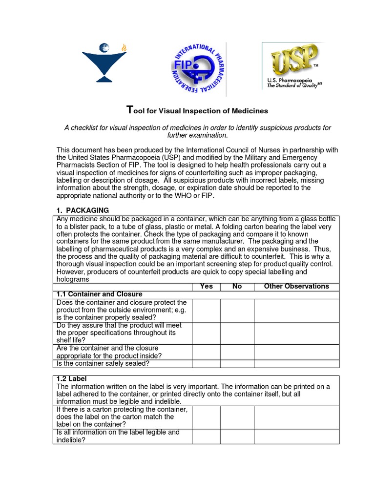 Visual Inspection Tool | PDF | Tablet (Pharmacy) | Shelf Life