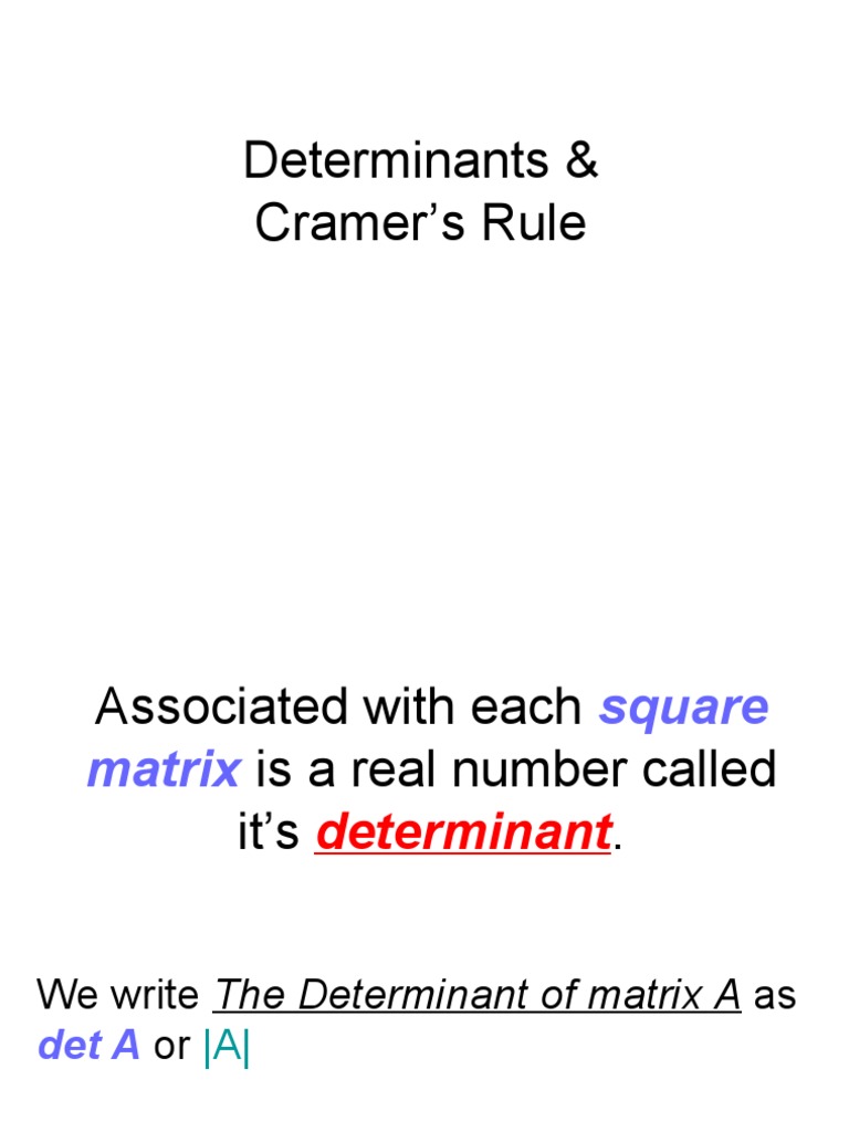 Determinants - Cramer's Rule | PDF