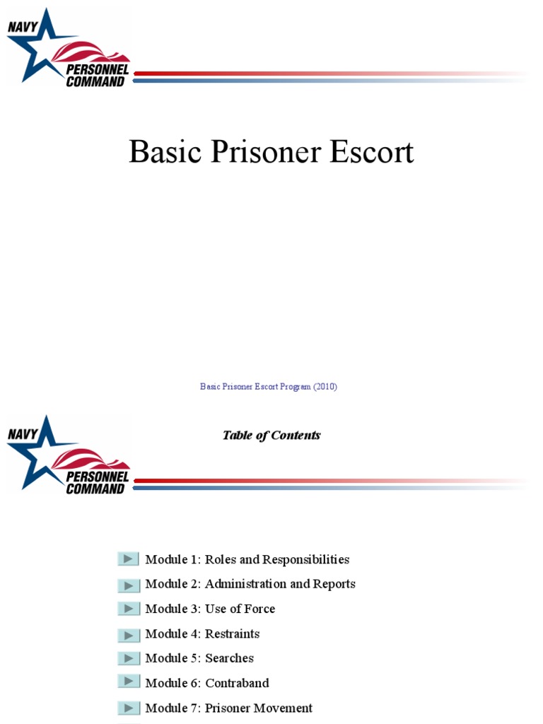 Basic Escort 2010 Pdf Handcuffs Personal Protective Equipment