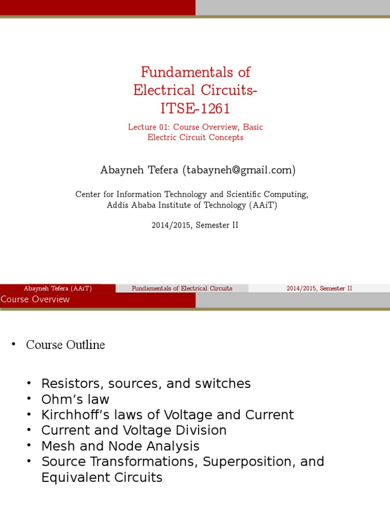 Lecture 01 Basic Electric Circuit Concepts | PDF | Passivity ...