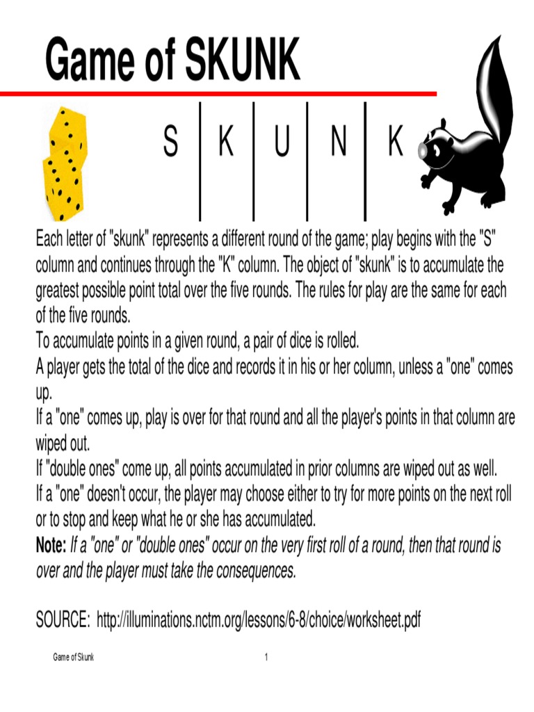 Skunk | PDF | Gaming | Tabletop Games