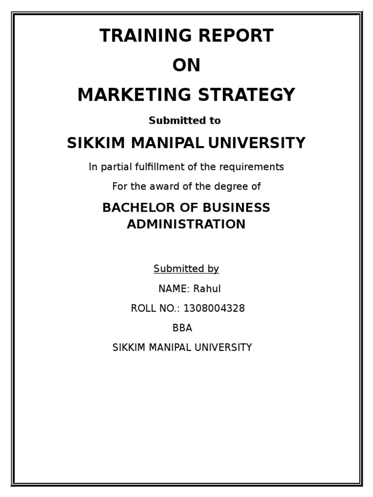 BBA Training Report on Marketing Strategy | PDF | Strategic Management ...