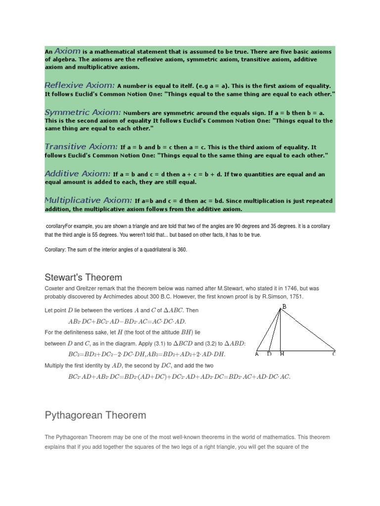 Axiom: Pythagorean Theorem | PDF | Triangle | Circle