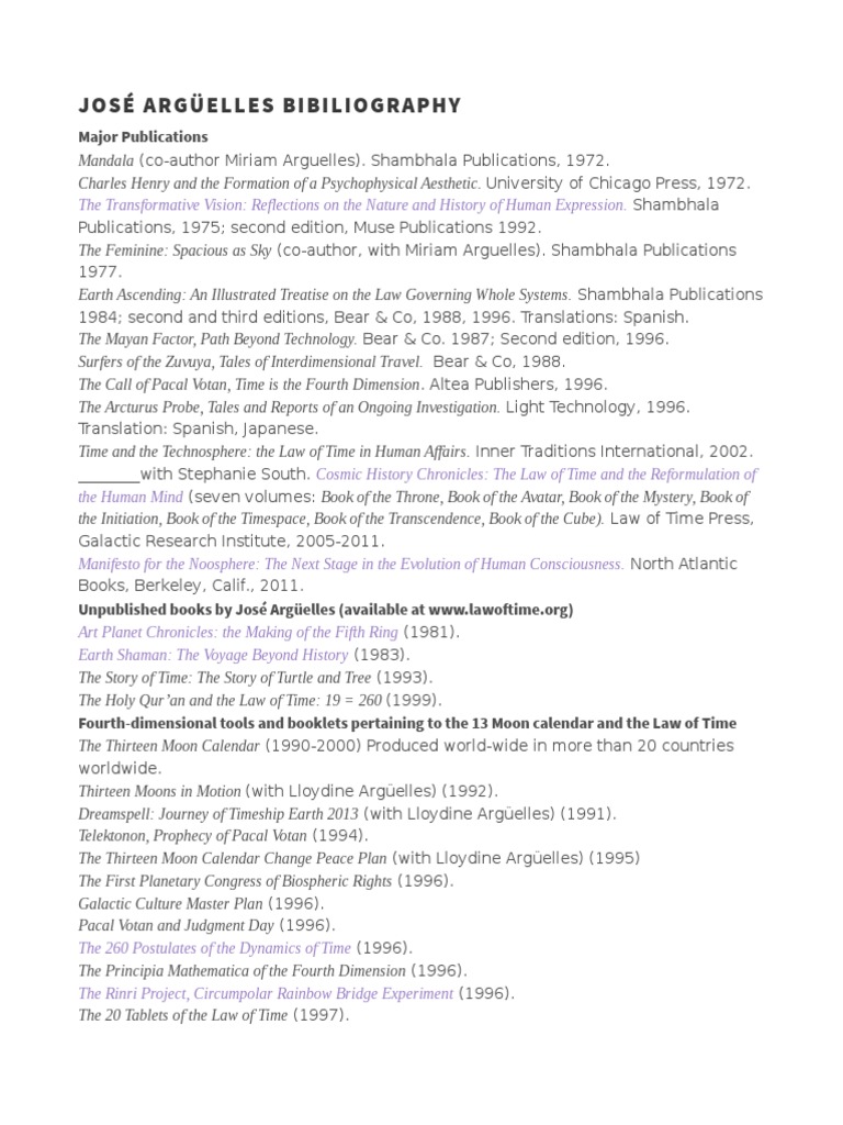 Jose Arguelles Bibliography | PDF | Religious Belief And Doctrine ...