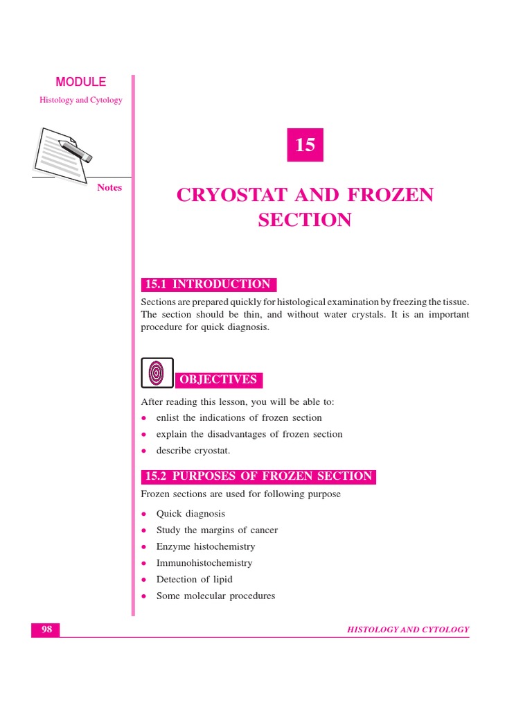 Cryostat and Frozen Section Technique | PDF | Histology | Chemistry