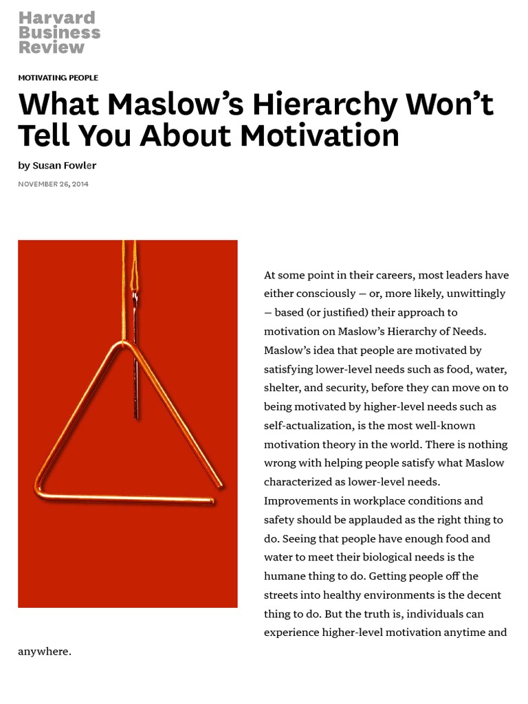 What Maslow's Hierarchy Won't Tell You About Motivation: by Susan ...