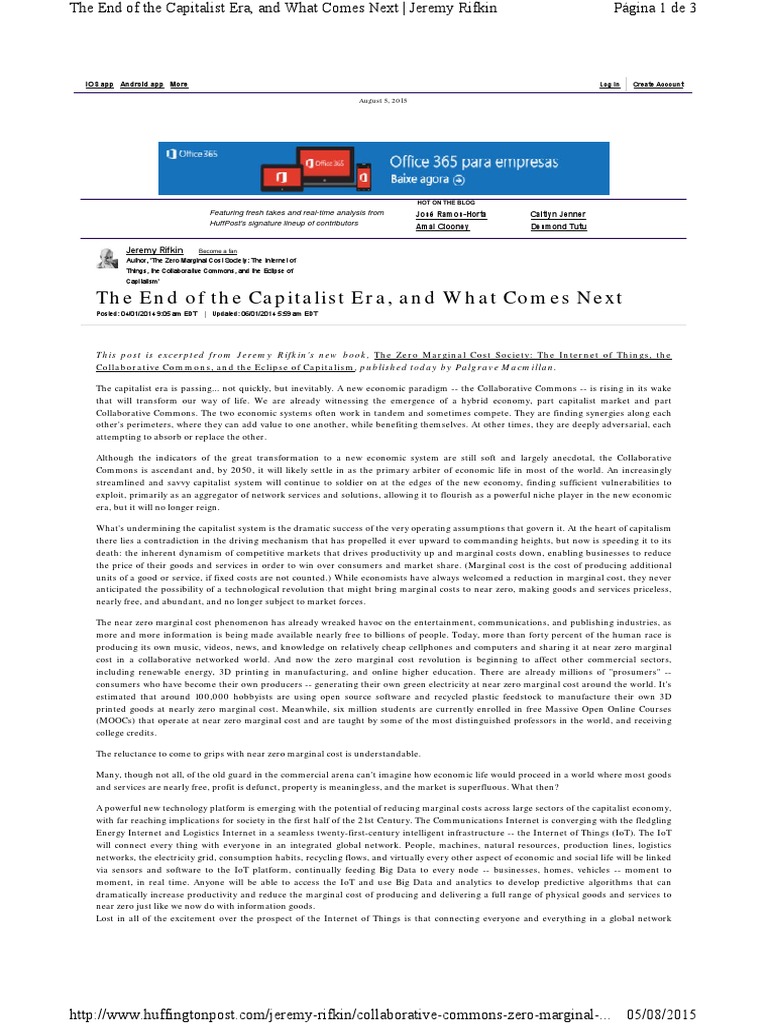 The End of The Capitalist Era, and What Comes Next: Jeremy Rifkin | PDF ...