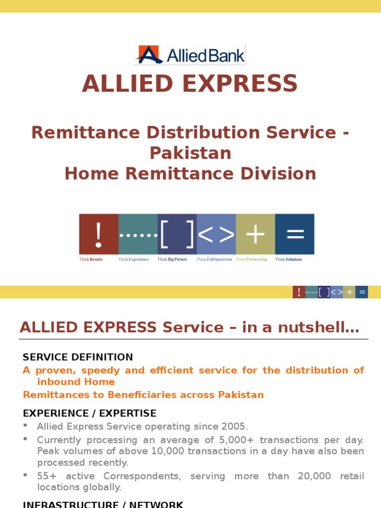 Allied Express: Remittance Distribution Service - Pakistan Home ...