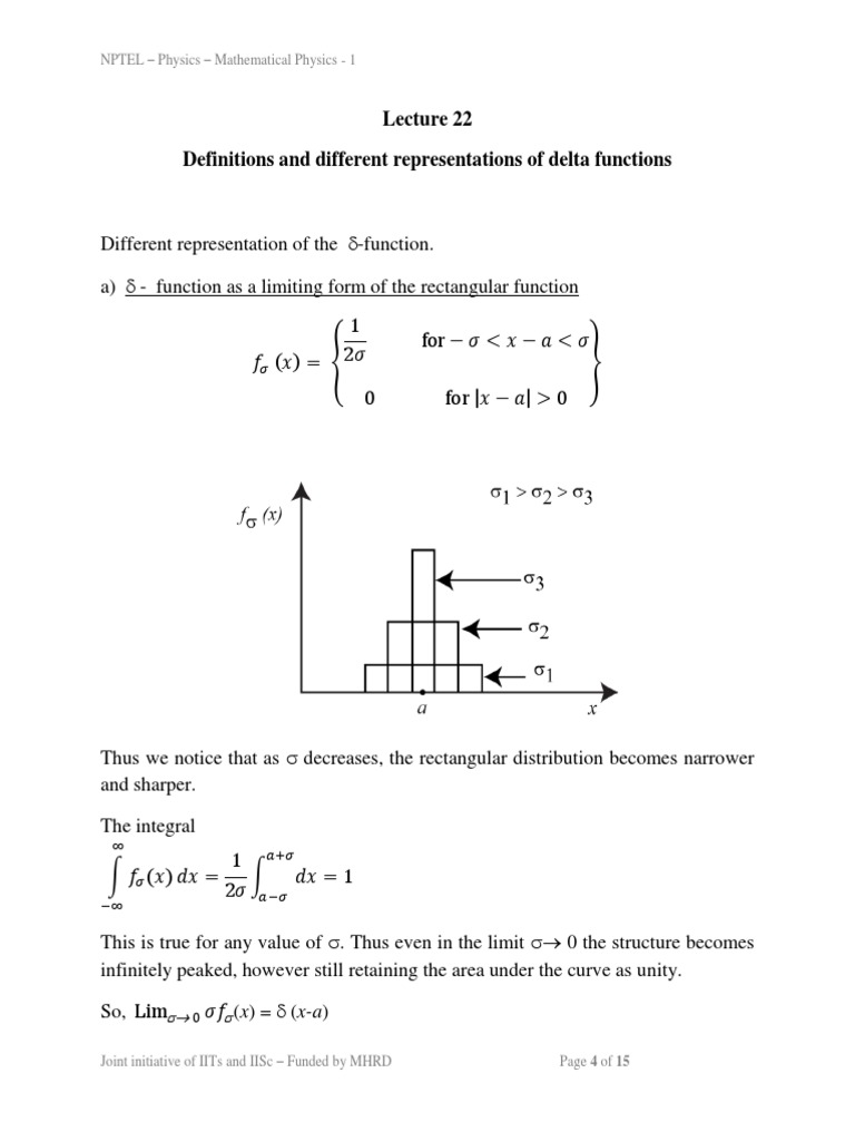 Definitions and Different Representations of Delta Functions | PDF ...