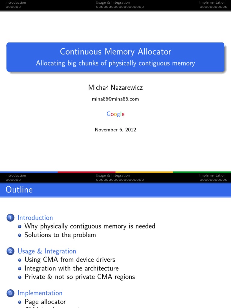 Continuous Memory Allocator: Allocating Big Chunks of Physically Contiguous Memory | PDF ...