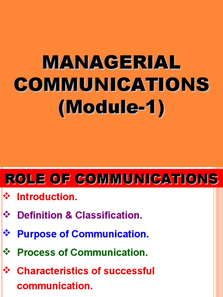 Module 1-Role of Communication | PDF | Negotiation | Communication