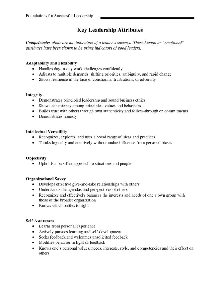Key Attributes for Effective Leadership | PDF