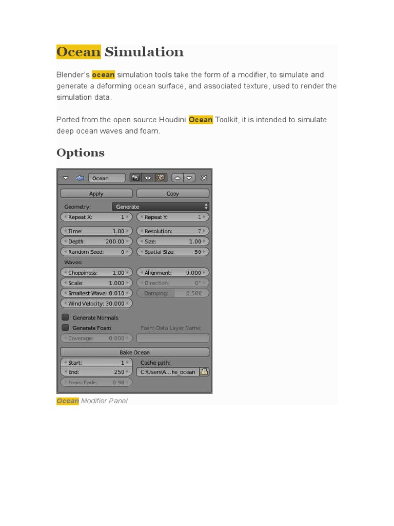 Ocean Simulation: Options | PDF | Texture Mapping | Rendering (Computer Graphics)