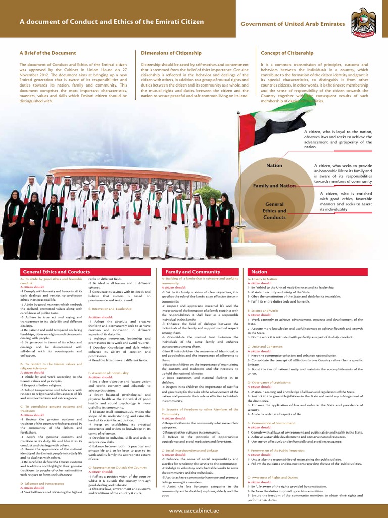 Conduct and Ethics of The Emirati Citizen Document | PDF | Citizenship ...