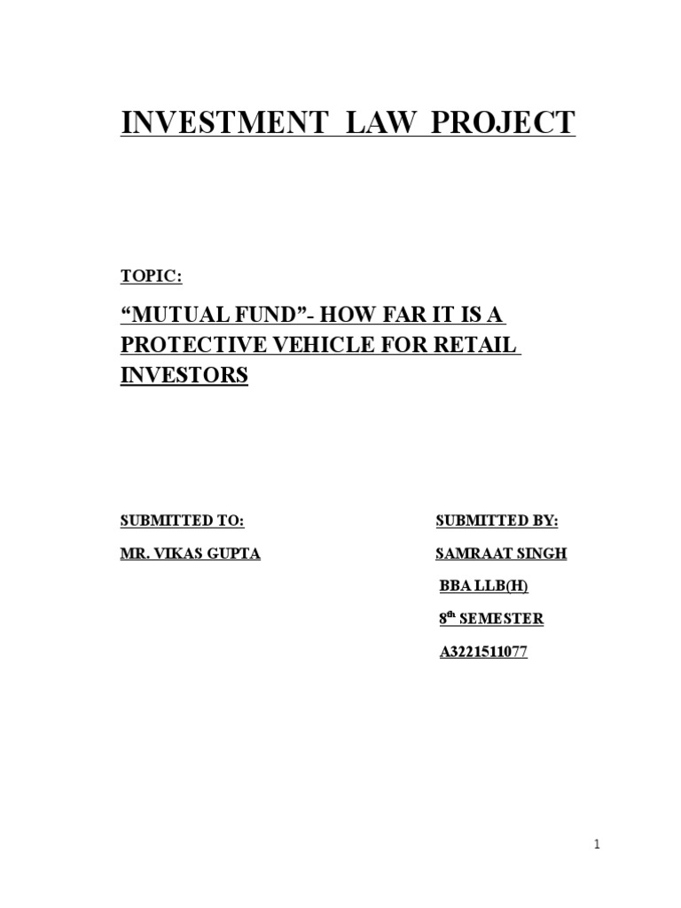 Investment Project | PDF | Mutual Funds | Exchange Traded Fund