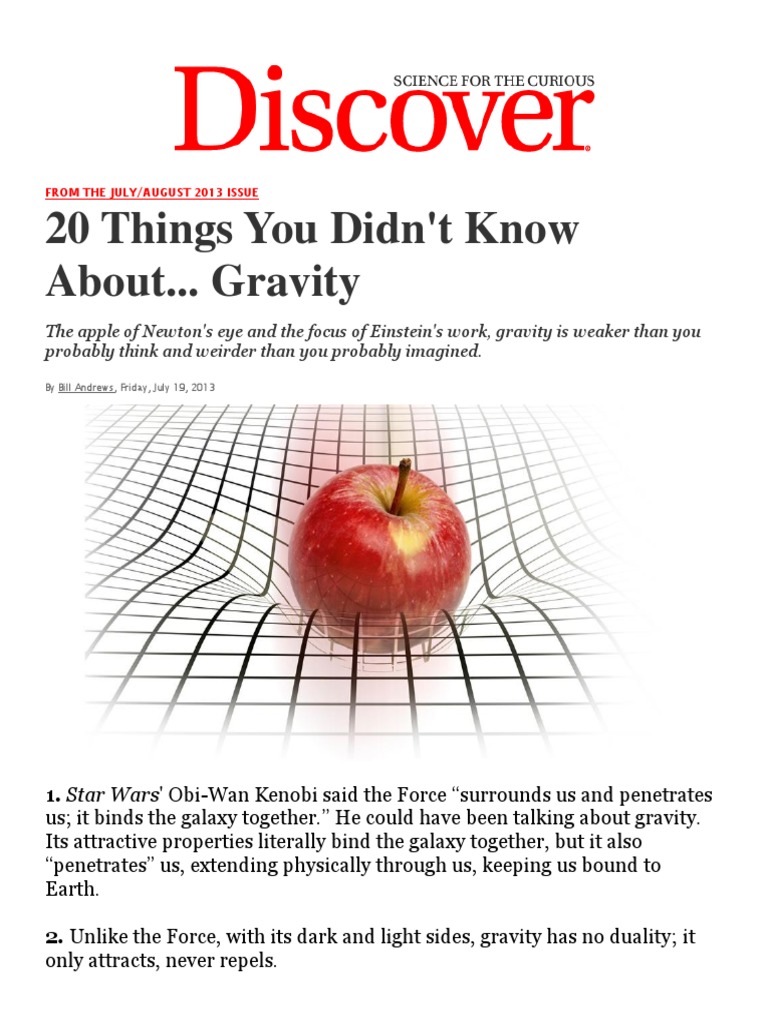 20 Things You Didnt Know About Gravity Discovery Magazine Article | PDF ...
