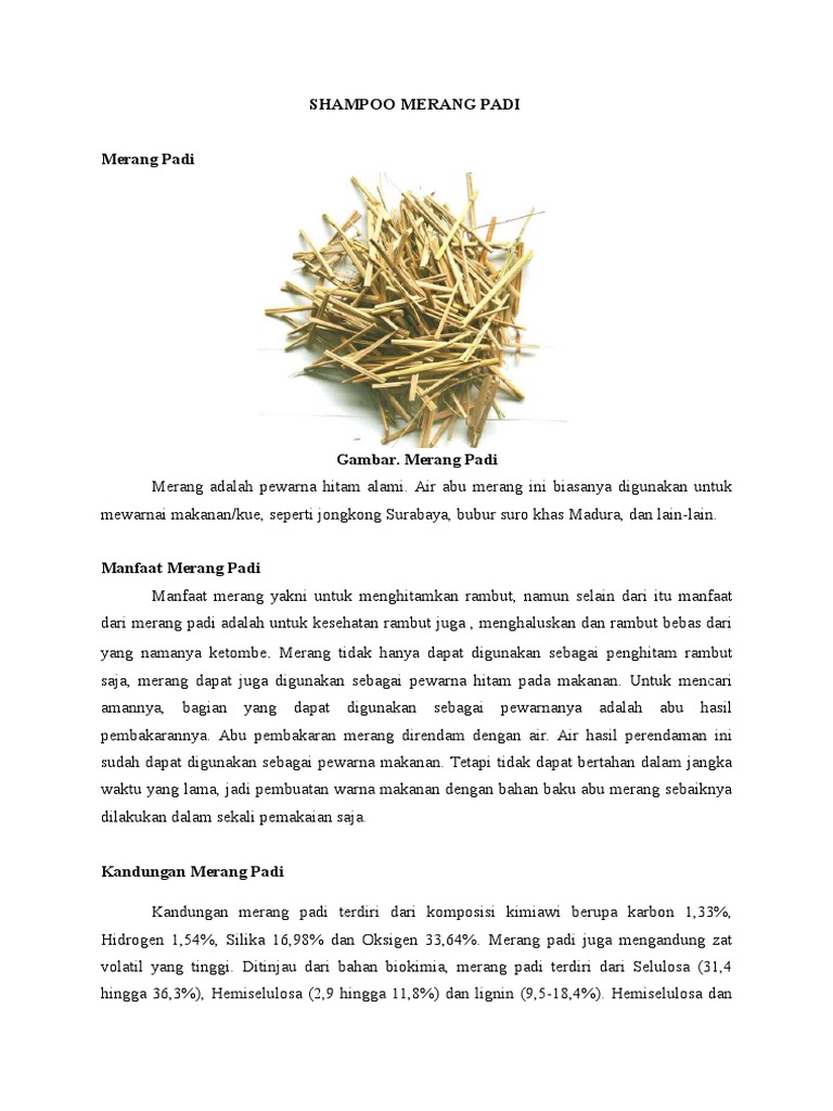 Cara Membuat Shampoo Merang Padi | PDF | Memasak, Makanan, & Anggur ...