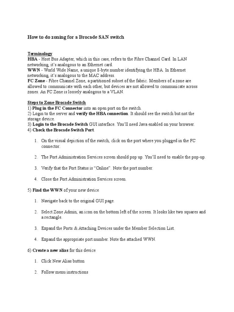 Brocade SAN Switch Zoning Guide | PDF | Digital Technology | Computer ...