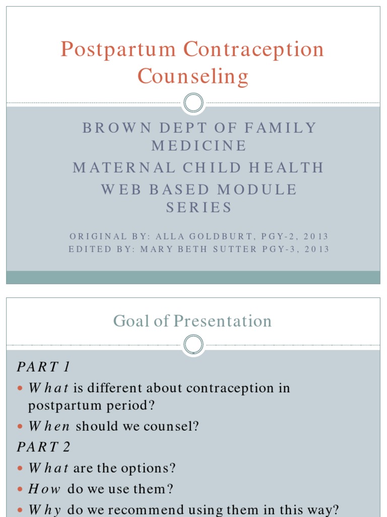 Postpartum Contraception 2013 Pdf Birth Control Breastfeeding