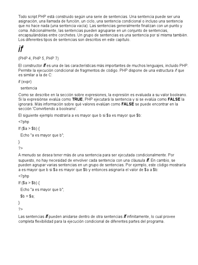 Guía de Estructuras de Control PHP | PDF | Flujo de control | Php