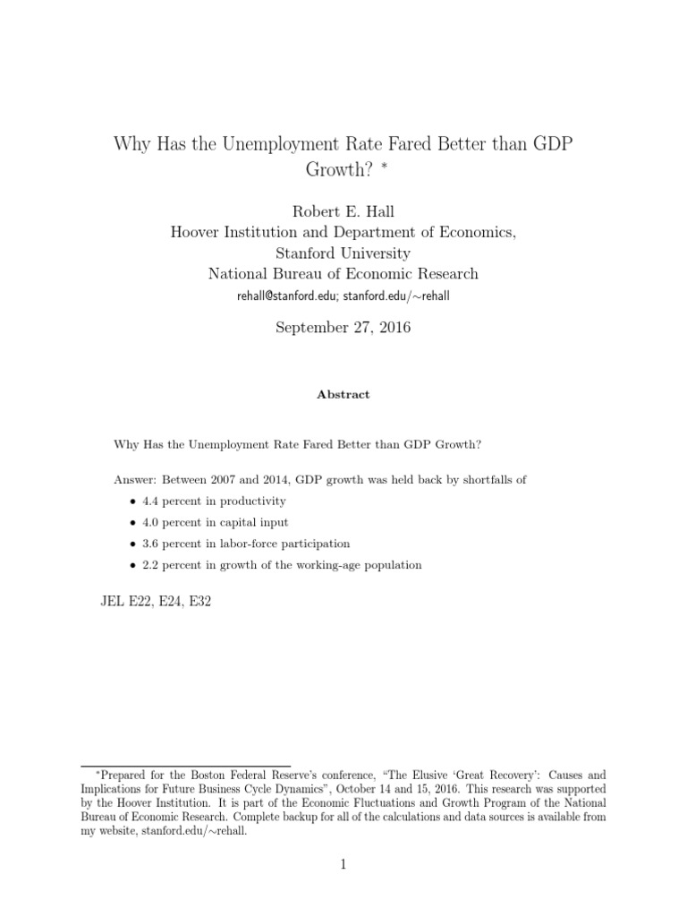 Robert E Hall | PDF | Unemployment | Social Science