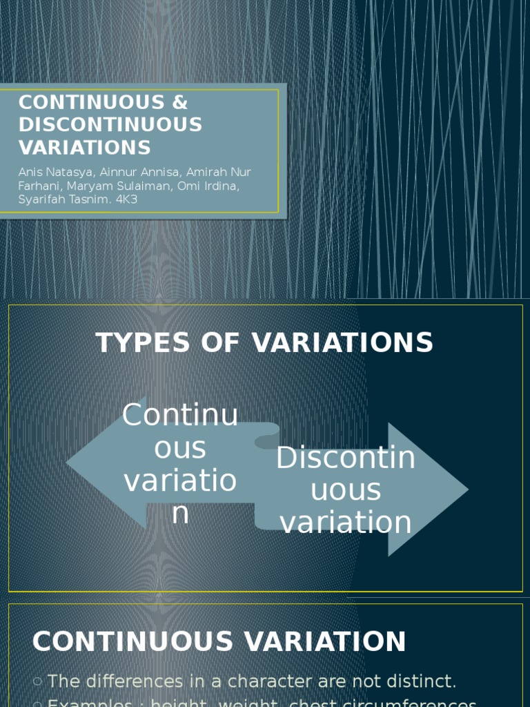 Continuous & Discontinuous Variations | PDF | Phenotypic Trait ...