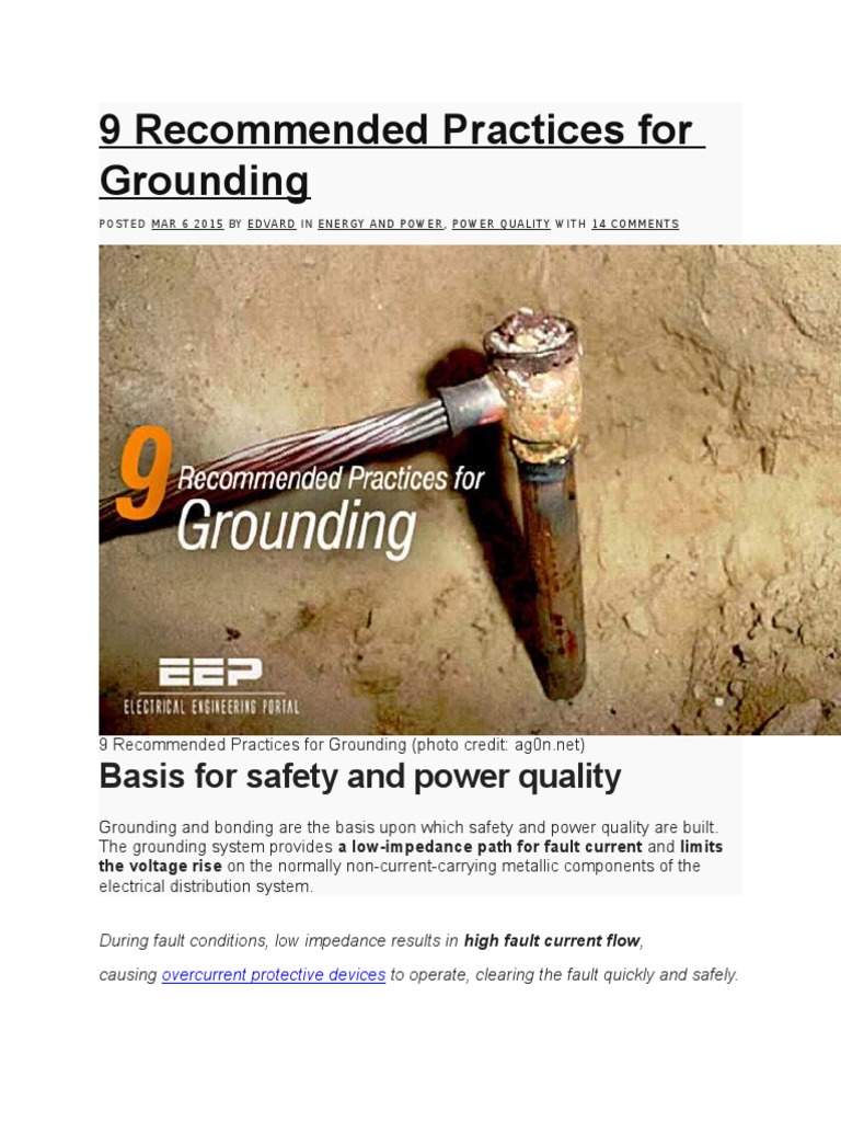 9 Recommended Practices For Grounding: Basis For Safety and Power ...