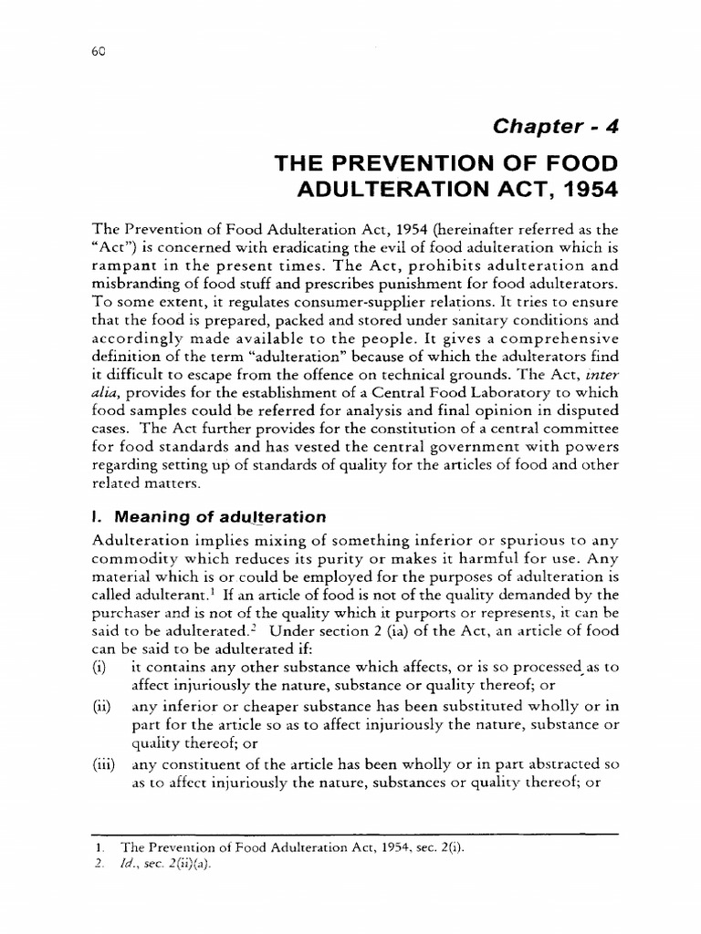 Prevention of Food Adulteration Act 1954 | PDF | Foods | Acquittal