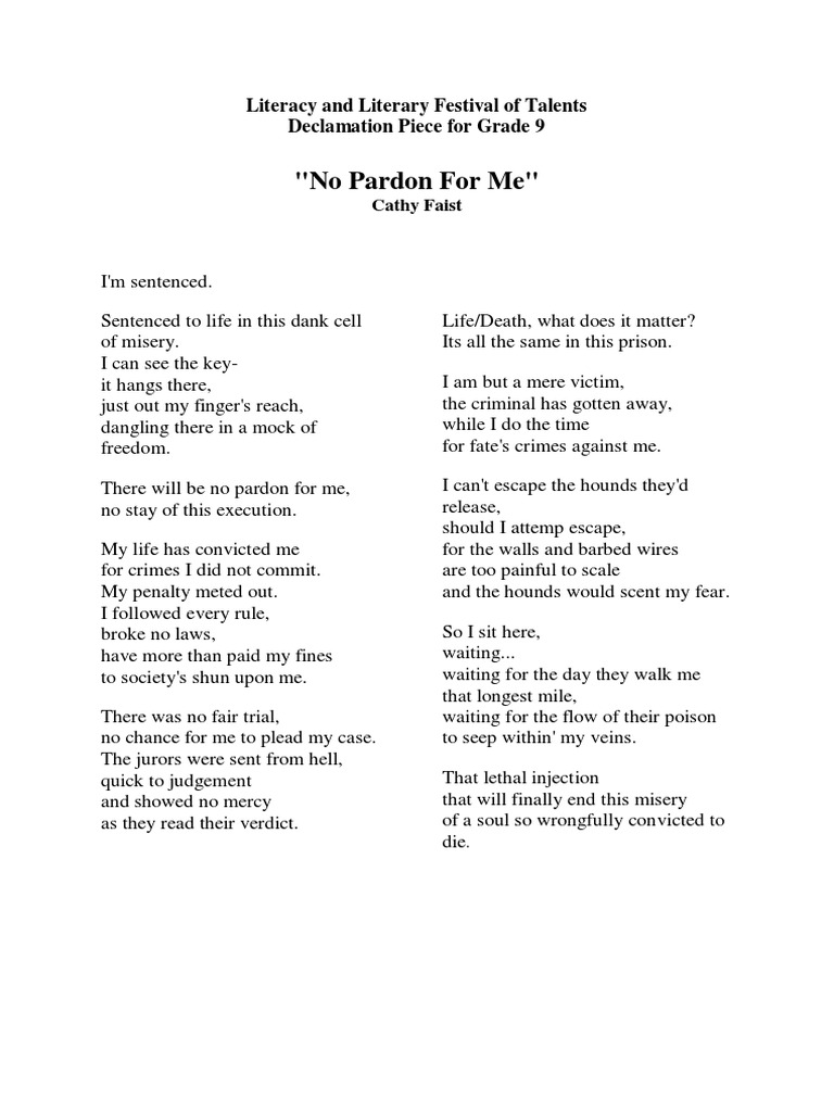 "No Pardon For Me": Literacy and Literary Festival of Talents ...