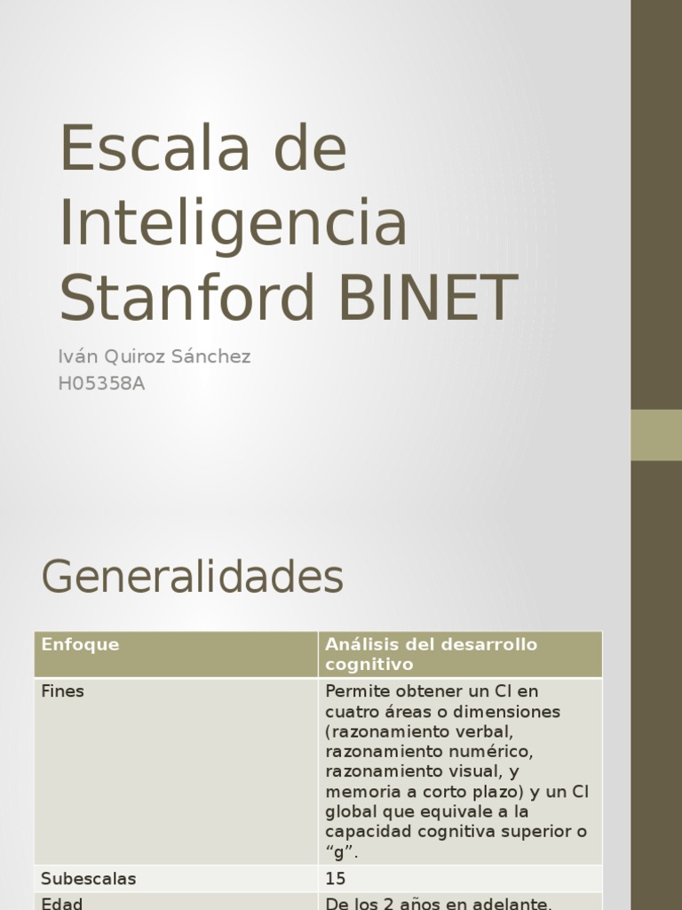 Escala de Inteligencia Stanford-Binet | PDF | Crecimiento personal y ...