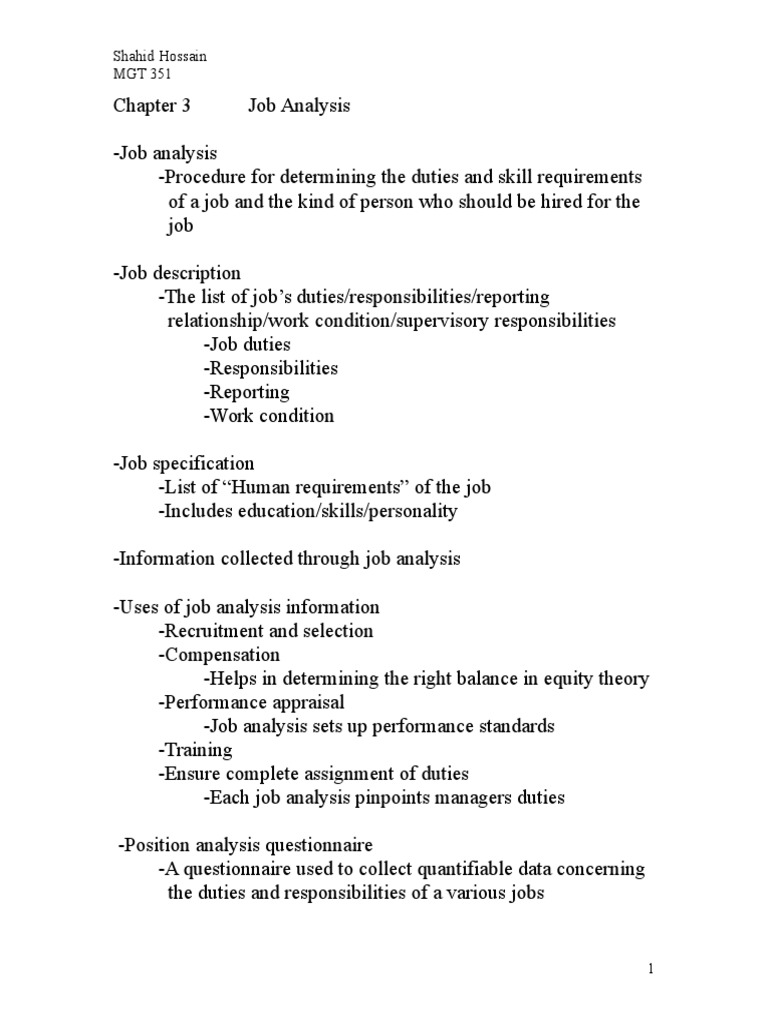 Chapter 3 Job Analysis | PDF | Employment | Behavioural Sciences