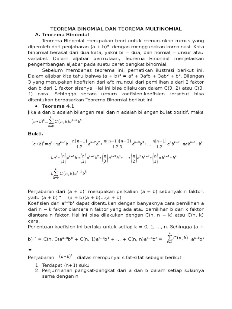 Teori Binomial Dan Multinomial | PDF