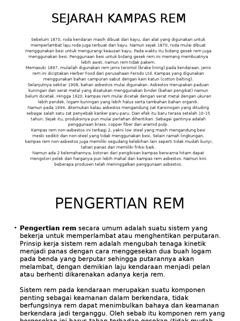Sejarah Kampas Rem | PDF